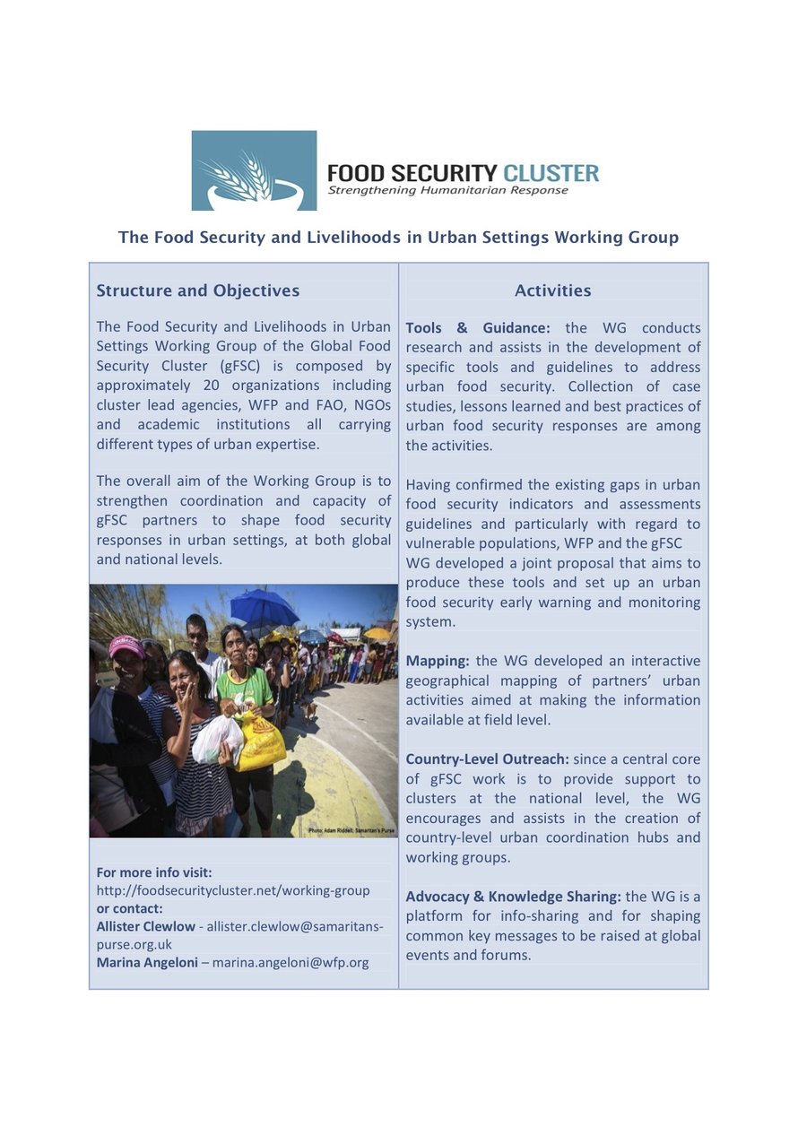 The Food Security and Livelihoods in Urban Settings Working Group | ALNAP