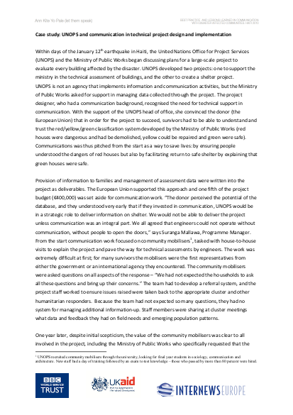 Case Study: UNOPS and Communication in Technical Project Design and ...