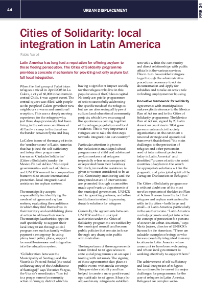 Cities of Solidarity: local integration in Latin America | ALNAP