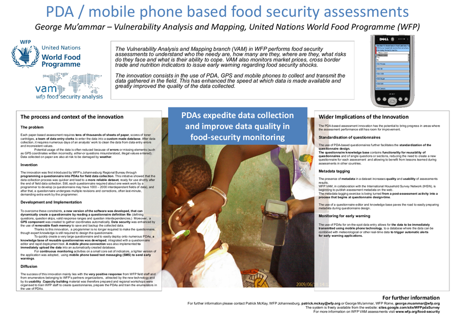 WFP Mobile Solutions poster - Innovations fair | ALNAP