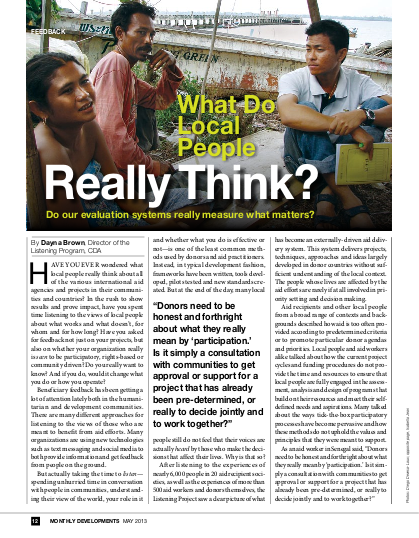 What do Local People Really Think? Do our Evaluation Really Systems ...