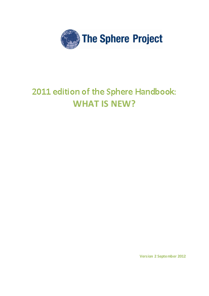 The Sphere Project - 2011 edition of the Sphere Handbook: What is New? | ALNAP