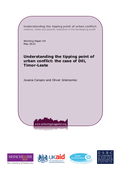 Understanding the tipping point of urban conflict: the case of Dili ...